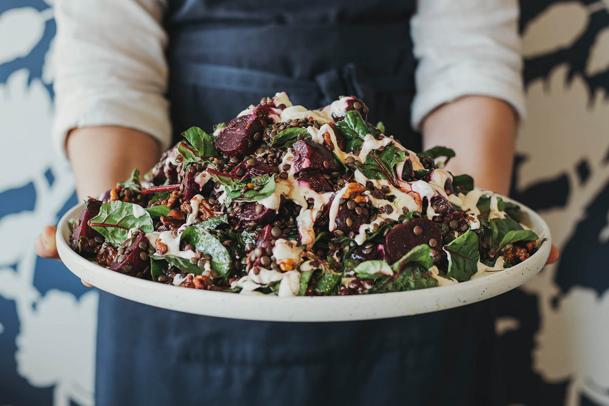 Roasted Beetroot Salad with Red Quinoa, Mint & Coconut Tahini Dressing ...